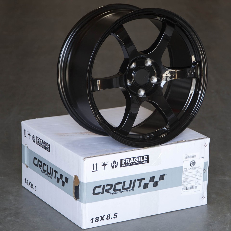 CIRCUIT PERFORMANCE CSF1 18x8.5 5x114.3 +35 GLOSS BLACK 57DR WHEELS (SET OF 4) | eBay