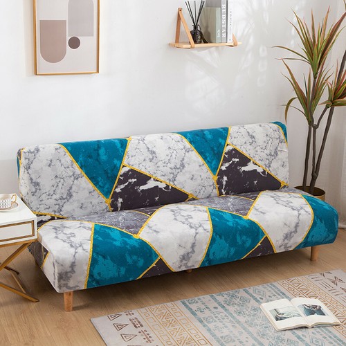 Printed Futon Cover Stretch Sofa Bed Cover Armless Couch Cover for ...