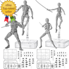 4 Sets Action Figures PVC Body Artists Model Posable Drawing Mannequin ...