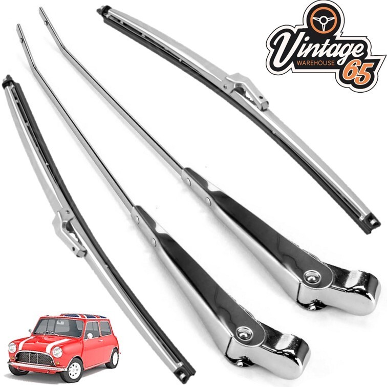 Classic Mini Pair 10" Wiper Blades Wiper Arms Stainless Steel Morris ...