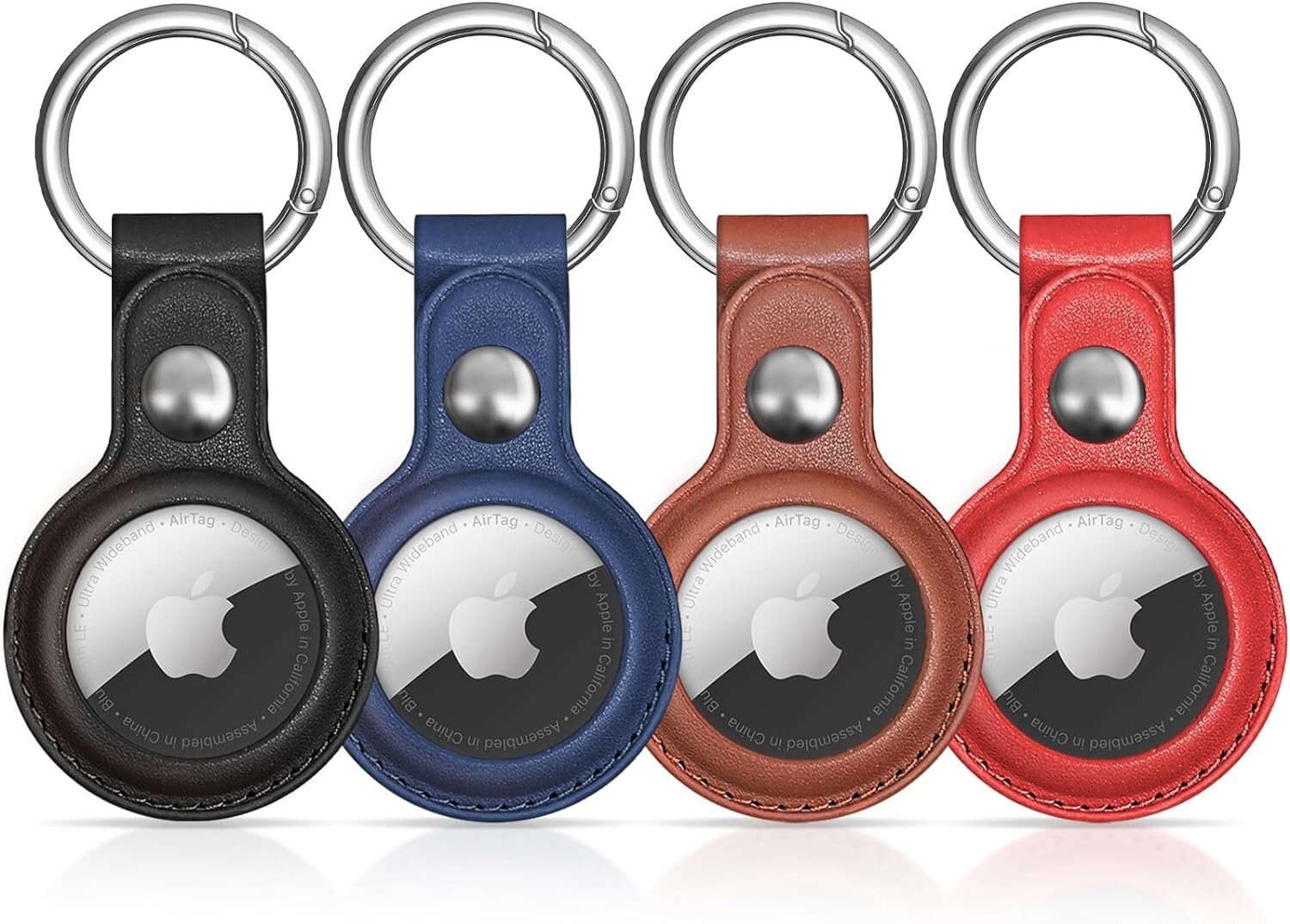 Airtag 4Pack Leather Holder, Air Tag Keychain Case for Apple Tag ...