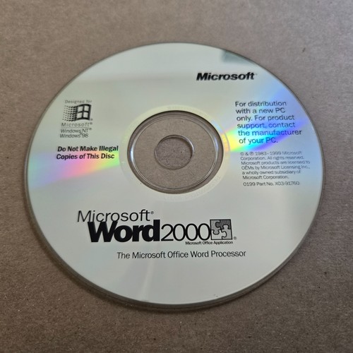 Microsoft Word 2000 CD-ROM includes Product Key | eBay
