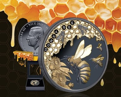 2025 NIUE $1 Honey Bee 1oz Gold Plated Silver Black Proof Coin (Rare ...