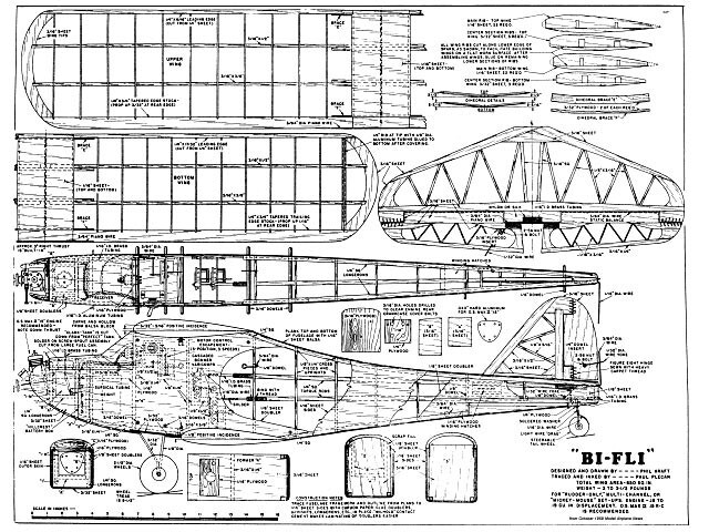 Bi-Fli Stunt Sport Biplane 47" WS RC Model Airplane Printed Plans ...