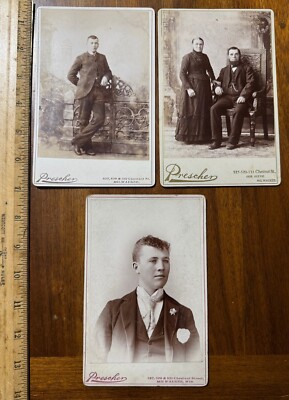 Lot 3 Cabinet Card photos back graphics Paul Prescher Milwaukee WI ...