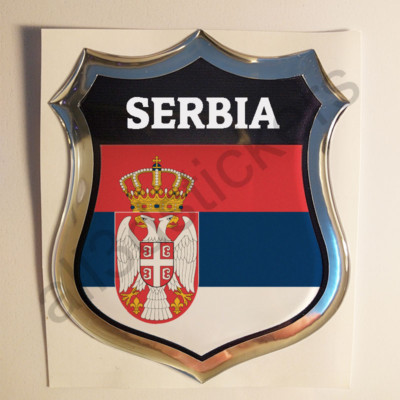 Sticker Serbia Emblem 3D Resin Domed Gel Serbia Flag Vinyl Decal Car ...