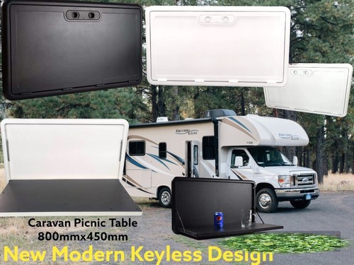 OLYMPIC SUITABLE CARAVAN FOLDOUT TABLE PICNIC TABLE BLACK KEYLESS 800mm ...