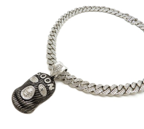 Hip Hop Goon Mask pendant & Full Iced Cubic Zirconia Cuban Chain Bling ...
