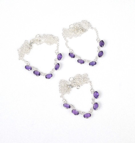 En Gros 925 3PC Argent Massif Coupe Violet Collier Améthyste Lot v088 ...