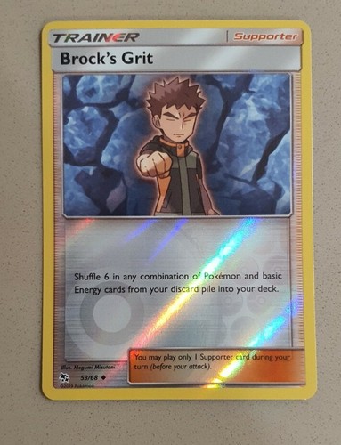 Brock's Grit 53/68 SM Hidden Fates Reverse Holo Uncommon Trainer ...