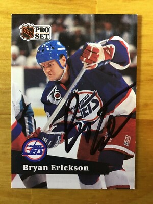 1991 Pro Set #516 Signed Bryan Erickson Winnipeg Jets Minnesota High ...