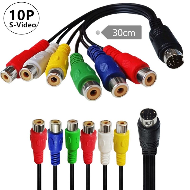 10 Pin S-Video to Female RGB 6 RCA 10 Pin Din S-Video Male Component ...