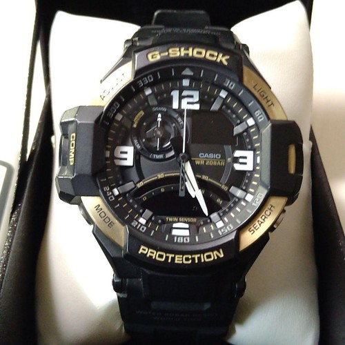 Casio G-Shock GA-1000 5302 Analog-Digital Aviation Watch Black Yellow ...