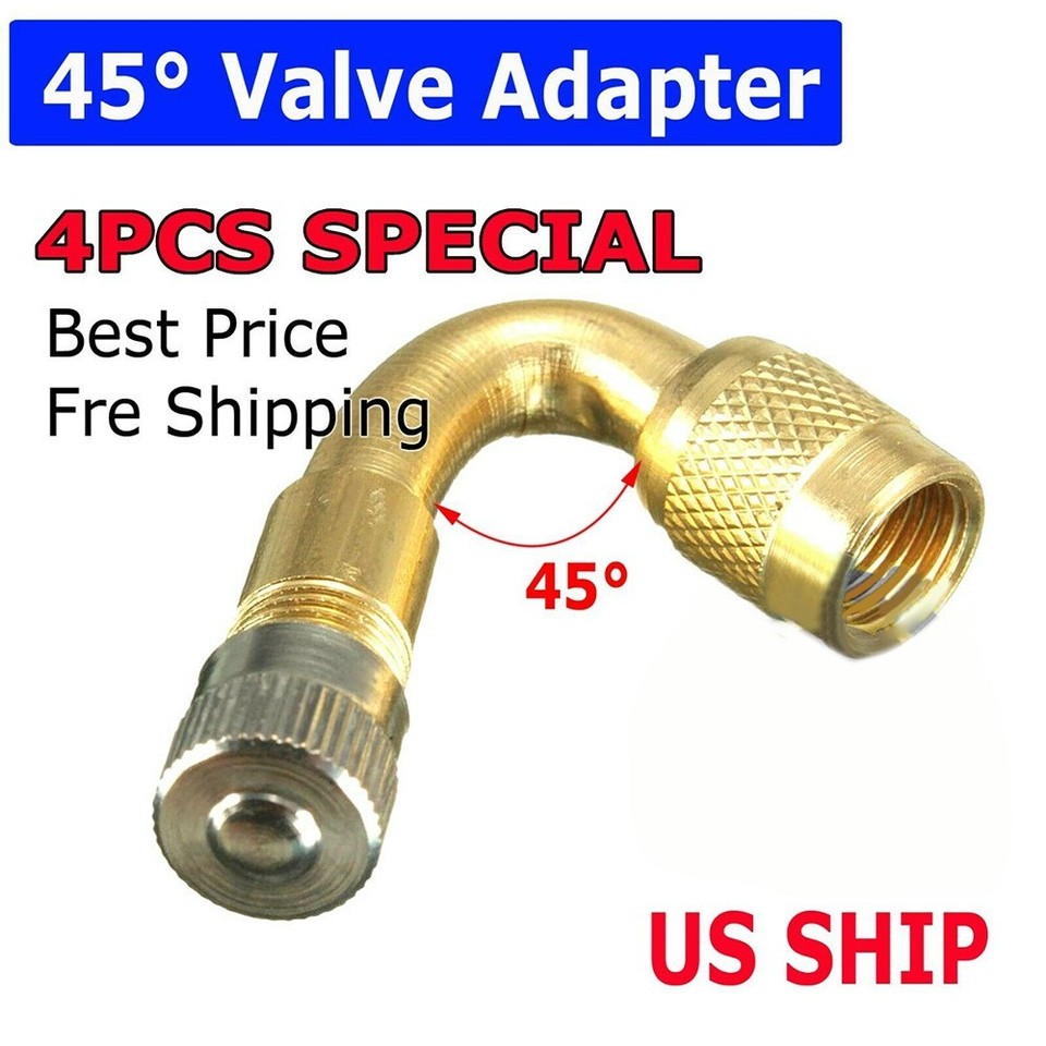 4 Pi??ces Rallonge Valve Pneu Air Adaptateur Angle 45?? Voiture Tige ...