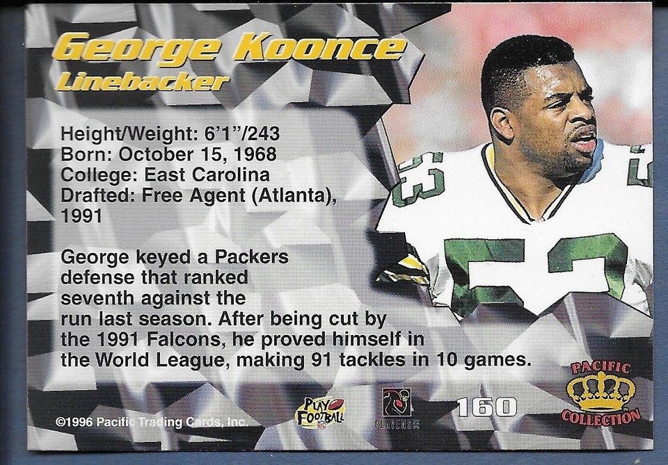 1996 Pacific Crown Collection George Koonce #160 PACKERS NM | eBay