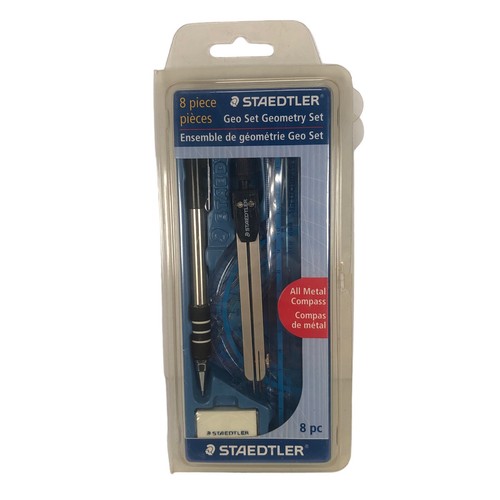 Staedtler 8 Piece Geo Set Geometry Set Compass Ruler Protractor ...