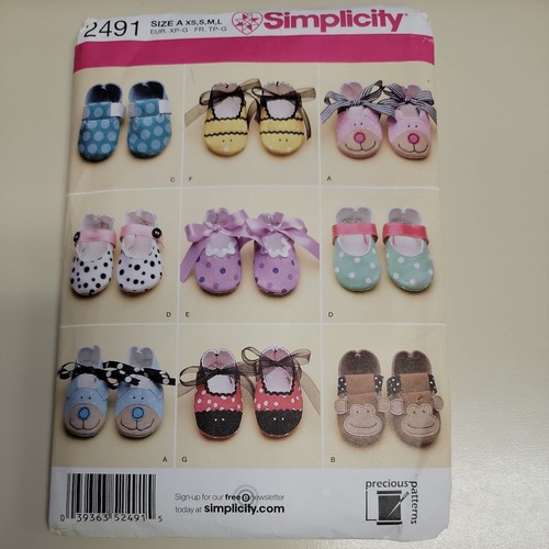 Simplicity Pattern 2491 Baby Boot/Shoes Size A XS S M L UNCUT- Side ...