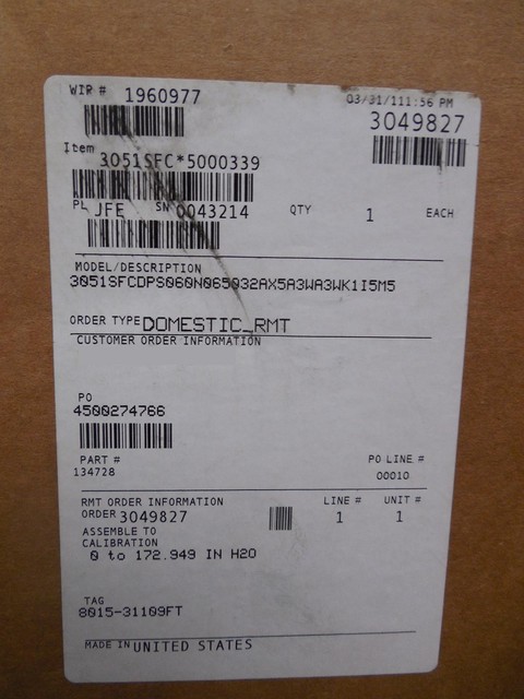 Rosemount Emerson 3051SFC*5000339 Flow Meter 134728 for sale online | eBay