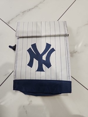 NY YANKEES ~ INSULATED LUNCH BAG ~ WHITE & BLUE PINSTRIPE TOTE ~ 2015 ...