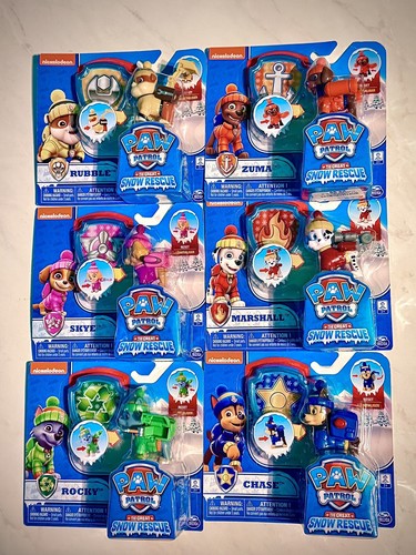 Paw Patrol The Great Snow Rescue Set Lot Chase Zuma Rocky Marshall Skye ...