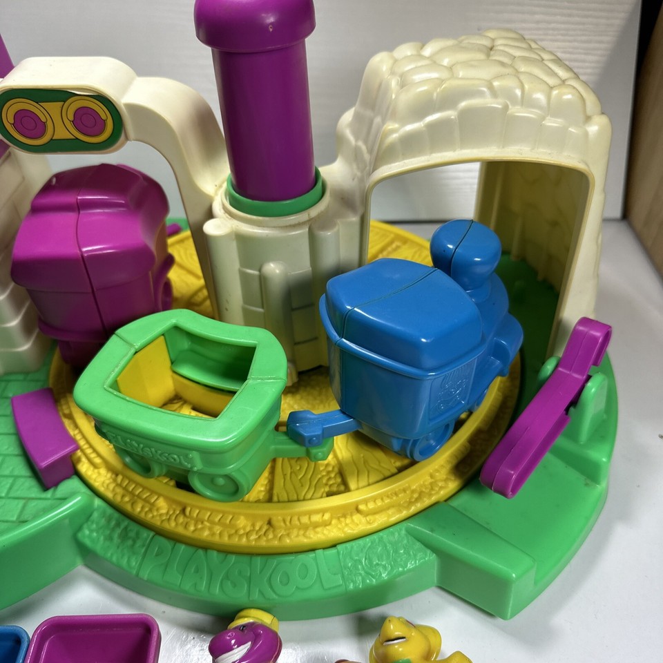 RARE Vintage 1990 PlaySkool BARNEY STATION Purple Dinosaur Spinning ...