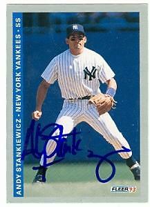 Andy Stankiewicz autographed baseball card (New York Yankees) 1993 ...