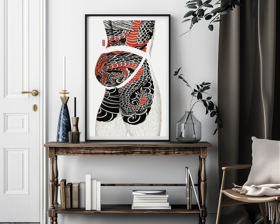 Gay Art Print l Japanese Inked Hairy Hunk Jocks l Homoerotic Art l ...