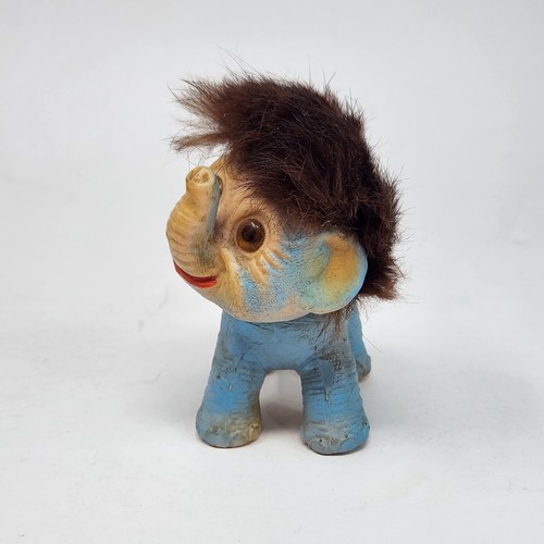 VINTAGE 1960's LOVABLE UGLIES RUBBER BLUE ELEPHANT TROLL TOY MADE IN ...