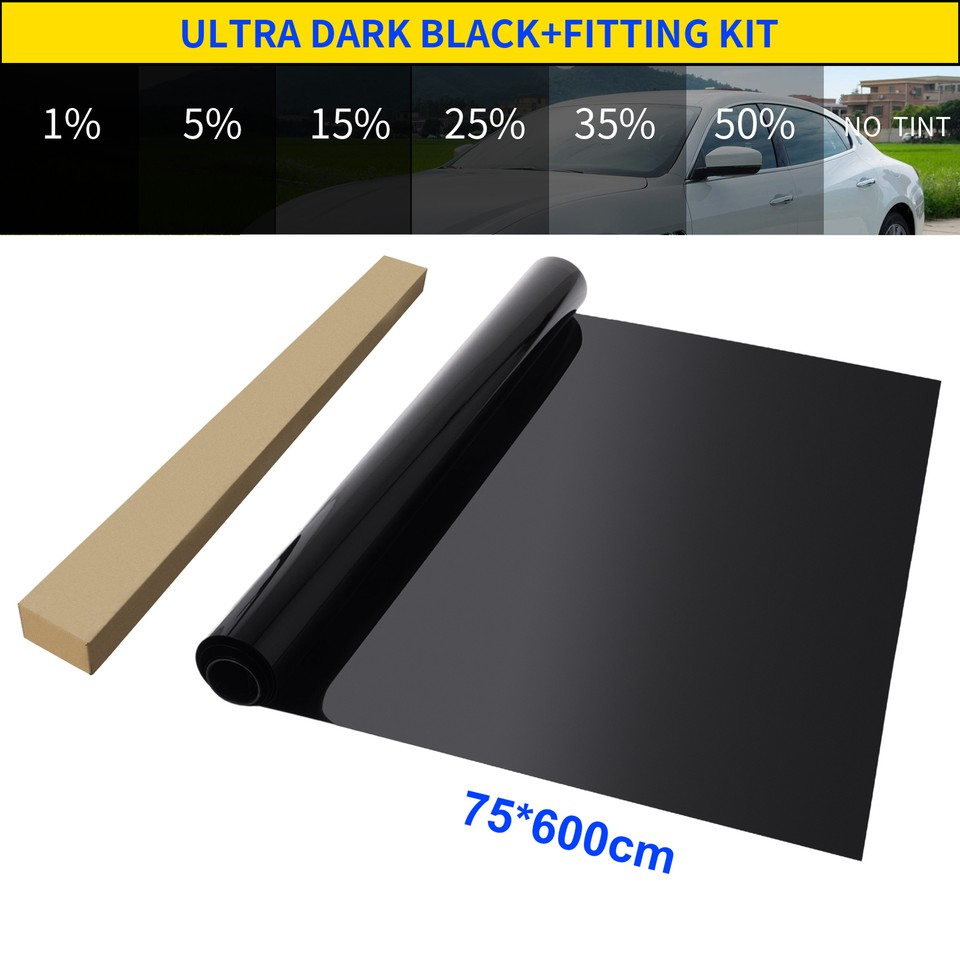 75cmx6m Car Window Tint Auto Tinting Film Limo Black Dark Medium Ultra ...