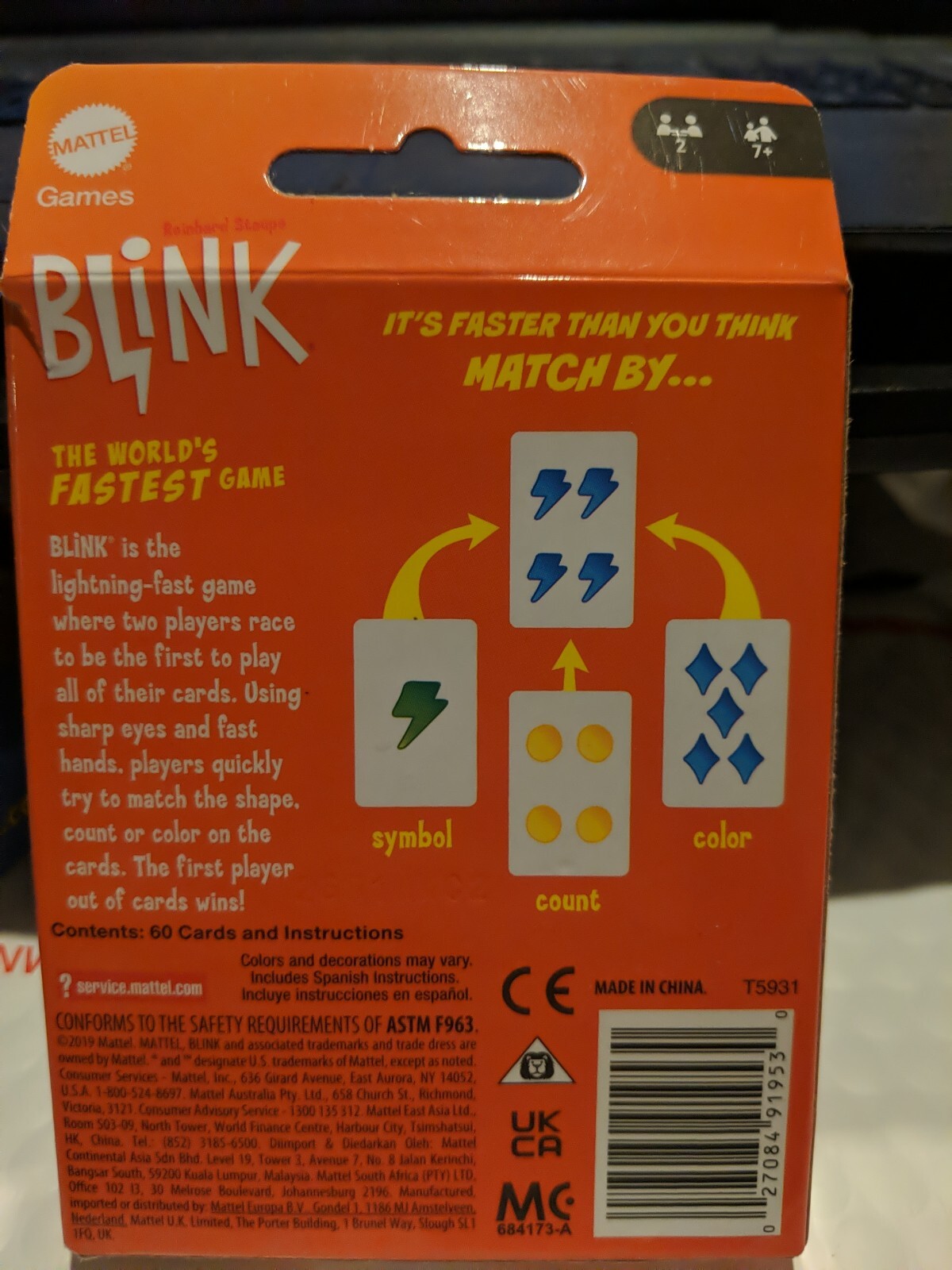 Blink Card Game - The World's Fastest Game (Mattel, 2019) Brand New and ...
