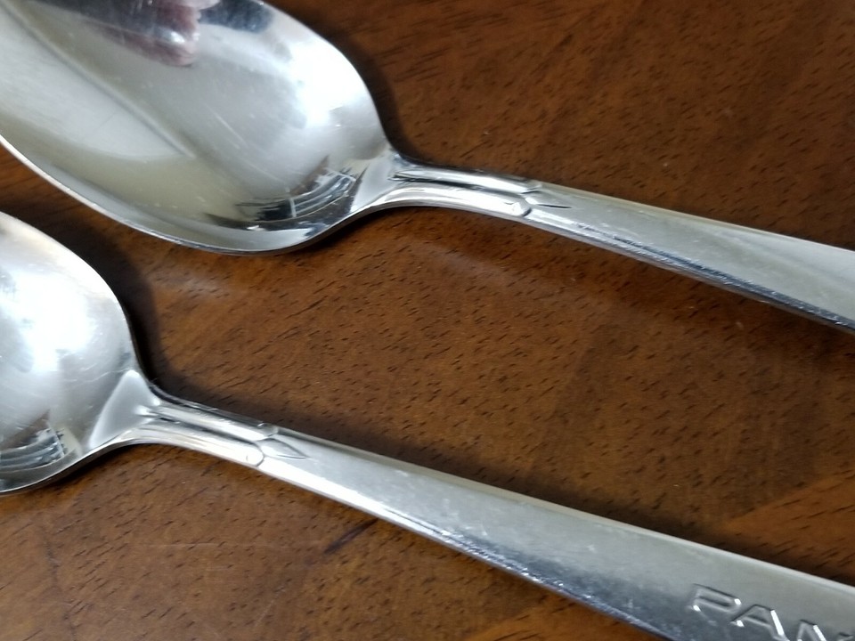 2 Engraved PAN AM Airlines flatware SPOONS Oneida Oneidacraft Deluxe ...