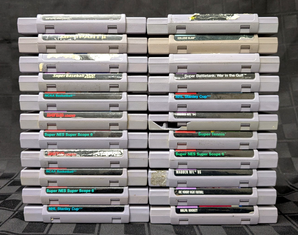 LOT of 22 SUPER NINTENDO Games SNES Bundle FINAL FIGHT Populous WWF ...