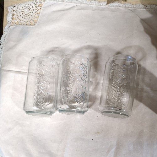 Set of 3/Coca-Cola Can Shaped Glasses/Green Tint Clear Glass/12 oz/5 ...