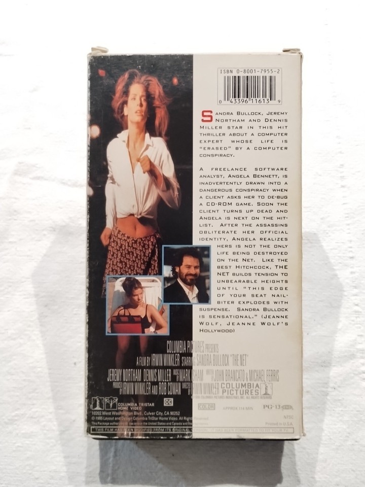 The Net - 1995 VHS Tape, Sandra Bullock, Directed by Irwin Winkler ...