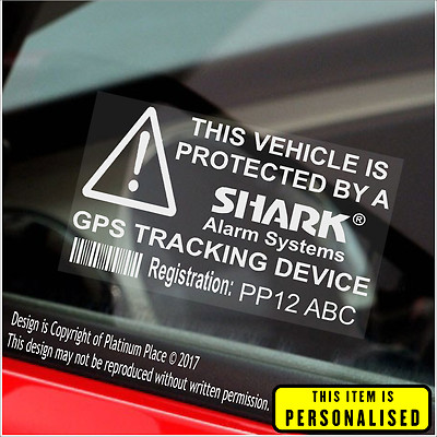 PERSONALISED Car,Van,Security Stickers-Shark Alarm Systems GPS Tracker ...