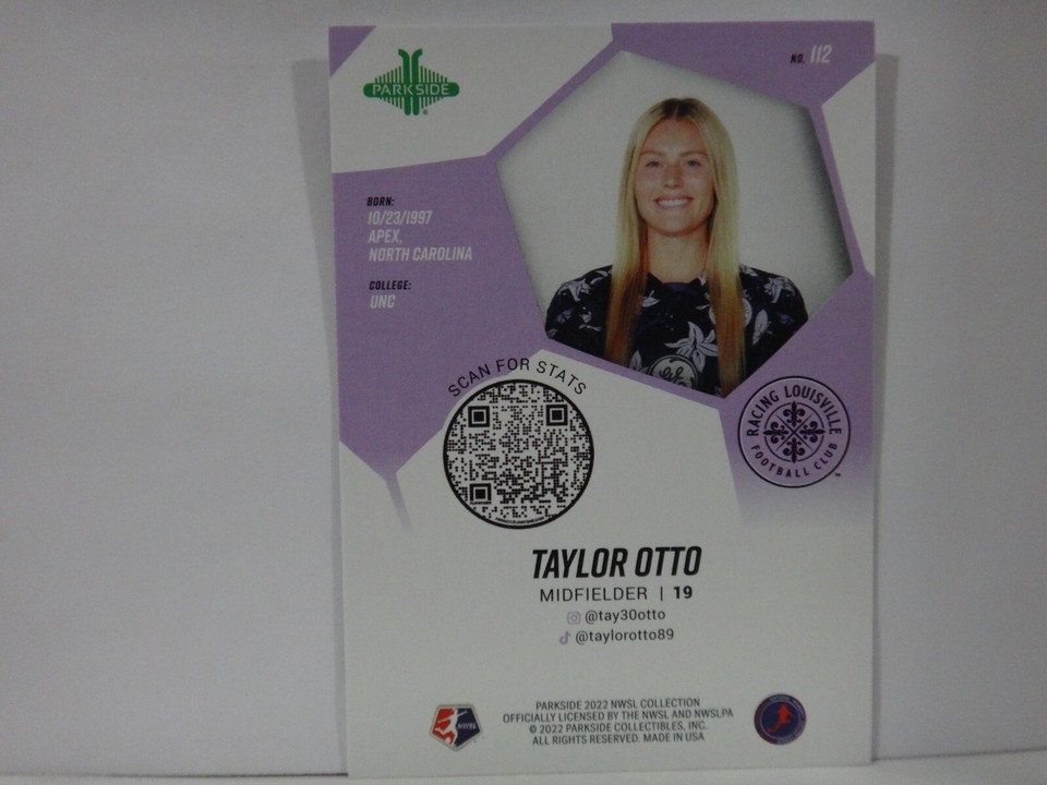 Taylor Otto 2022 Racing Louisville FC #112 Parkside NWSL Card | eBay