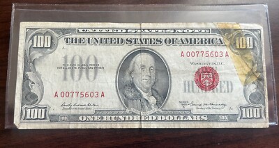 1966 $100 1966A Damage Note 100 Dollar Bill Red Seal | eBay