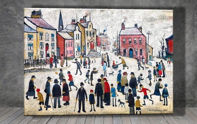 L. S. Lowry People Standing About CANVAS PAINTING ART PRINT POSTER 1861 ...