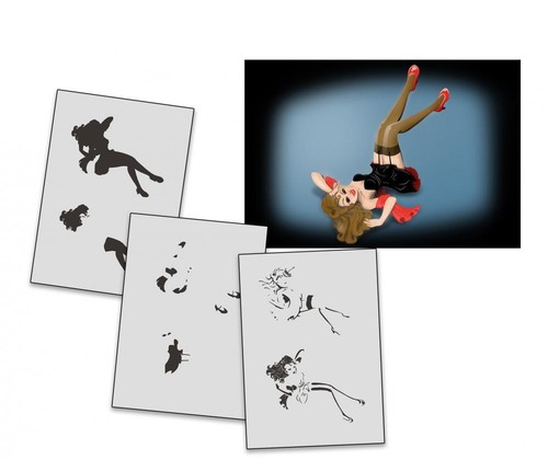 Step by Step Airbrush Stencil AS-222 Pinup ~ Stencils ~ UMR-Design | eBay