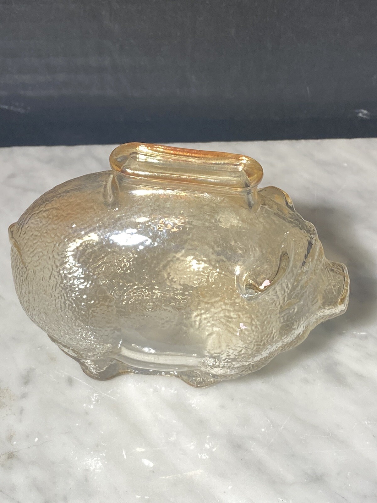 VINAGE MINI AMBER LUSTER CARNIVAL GLASS PIGGY BANK | eBay