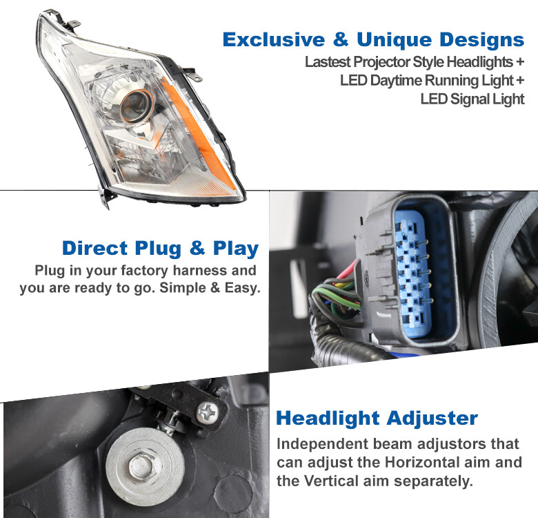For 10-14 Cadillac SRX [HID Xenon] LED Projector Headlight Passenger ...
