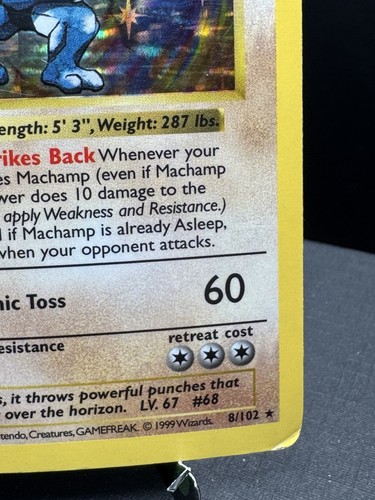 Pokemon TCG WOTC 1st Edition Base Set Shadowless Machamp 8/102 Holo ...