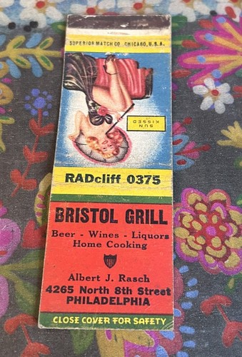 Matchbook Cover Bristol Grill Philadelphia PA Albert J. Rasch C25-1 | eBay