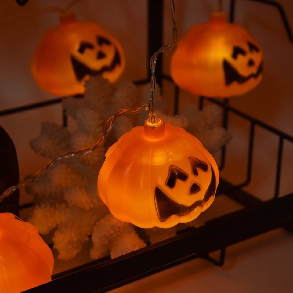 20LED Halloween Pumpkin String Light 3 Meters Dual Mode Decorative ...