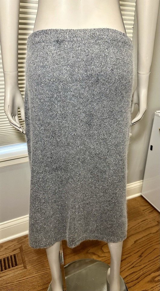 Vintage Worthington Womens Midi Skirt Gray Silk Angora Wool Blend ...