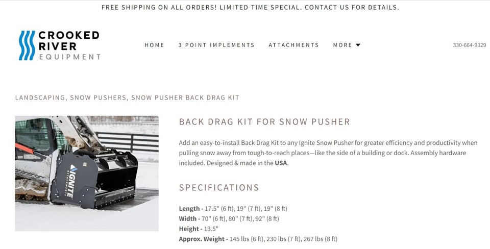 NEW 7ft Ignite SNOW PUSHER Skid Steer QA (Heavy Duty Made in USA) FREE ...