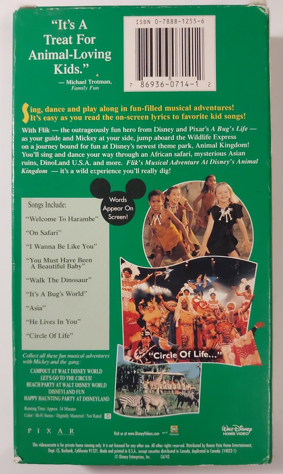 Disney's SingAlong Songs FLIK'S MUSICAL ADVENTURE VHS Animal Kingdom ...