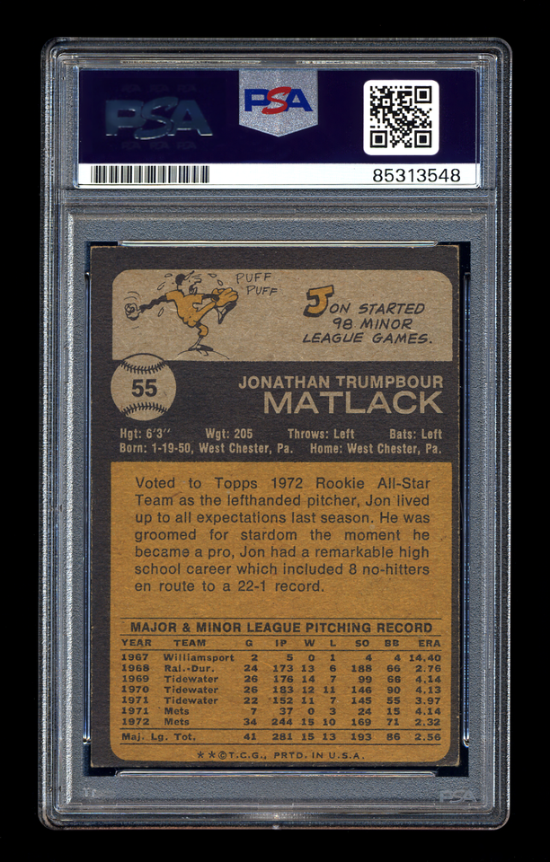 JON MATLACK SIGNED 1973 TOPPS ALL STAR ROOKIE CARD PSA/DNA AUTOGRAPHED ...