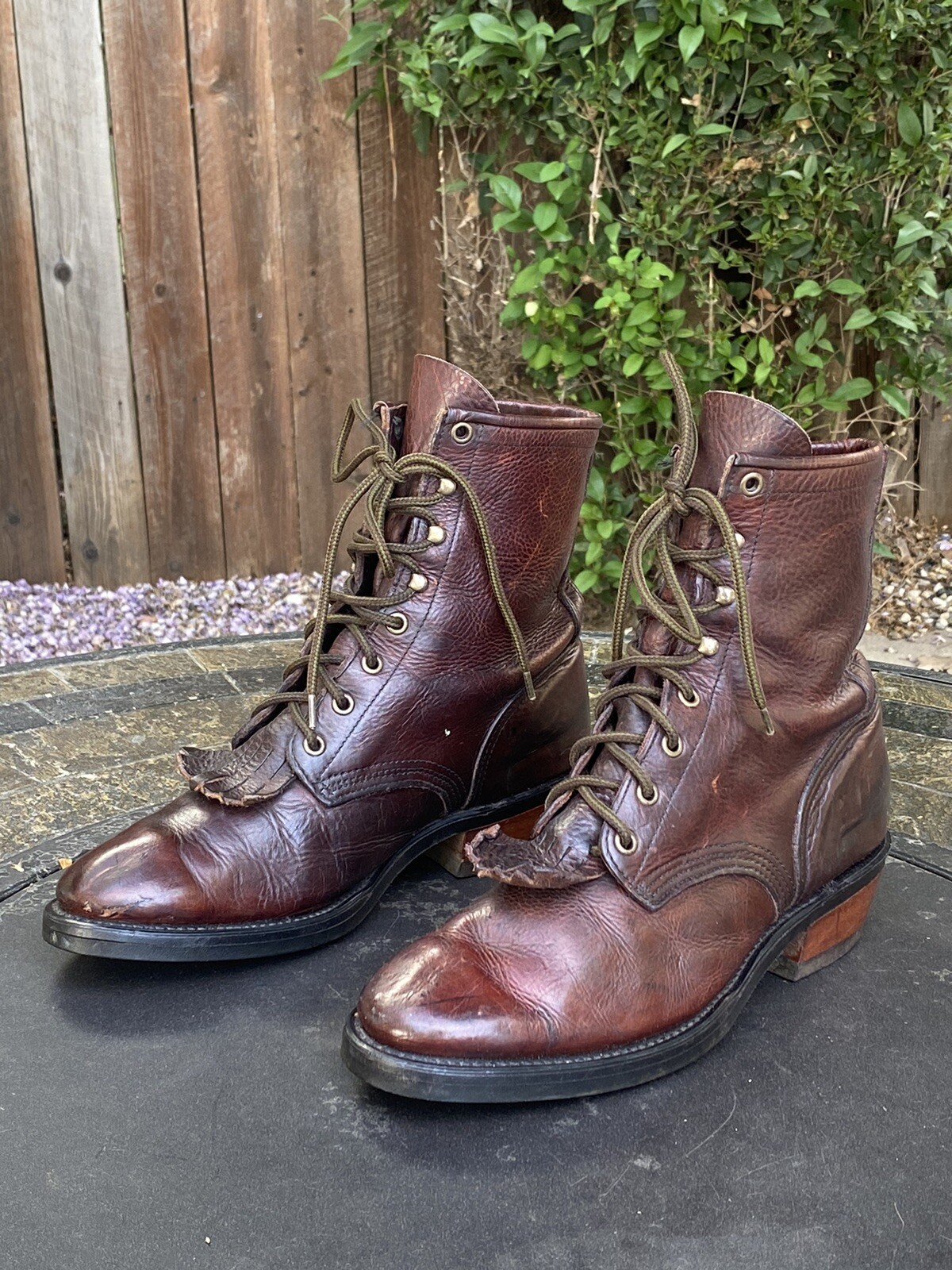 Vintage Packer Leather Work Western Boots Men Size 9.5 - Gem