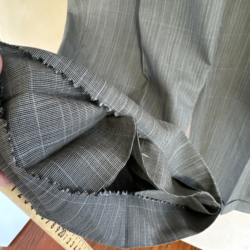 Hart Schaffner Marx 2 Piece Suit Mens 43R 38xUNH Gray Plaid Blue Two ...